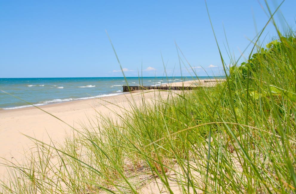 Lake Michigan Shoreline stock image. Image of green, beach - 980167