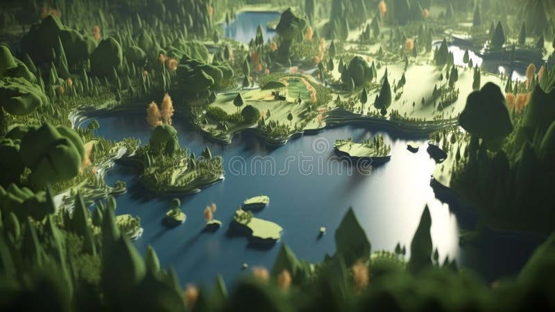 Lake in the Middle of Untouched Nature. a Concept Illustrating the ...
