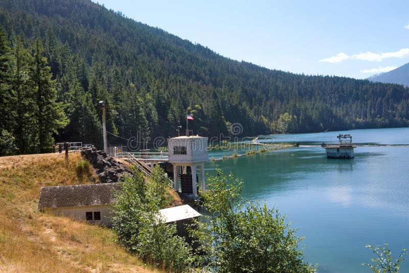 Lake Mills and Glines Canyon Dam Stock Image - Image of elwha ...