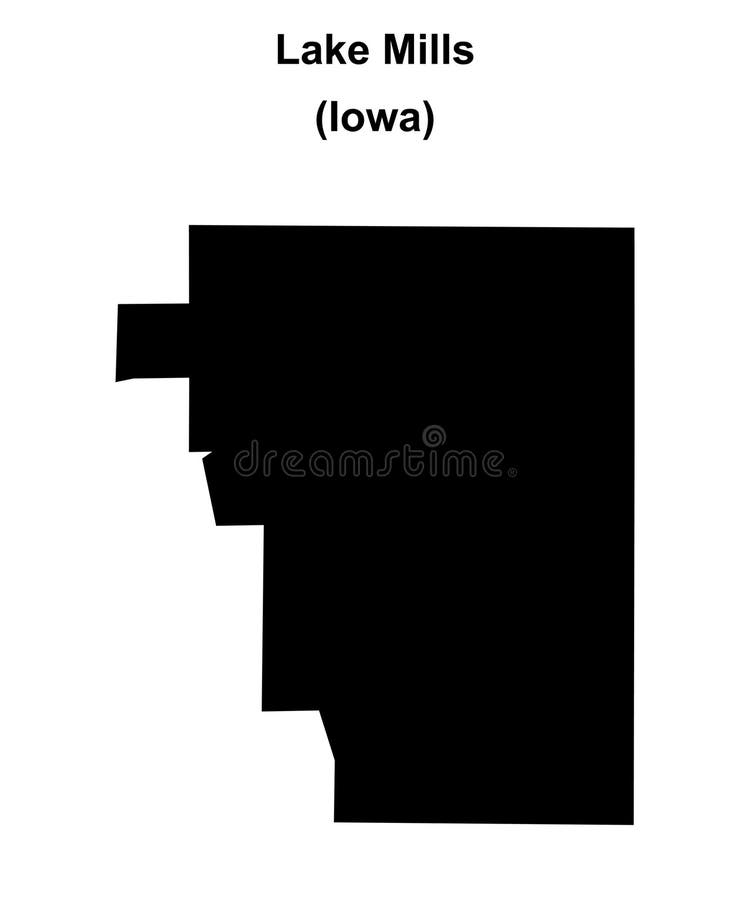 Lake Mills outline map stock vector. Illustration of empty - 387205111