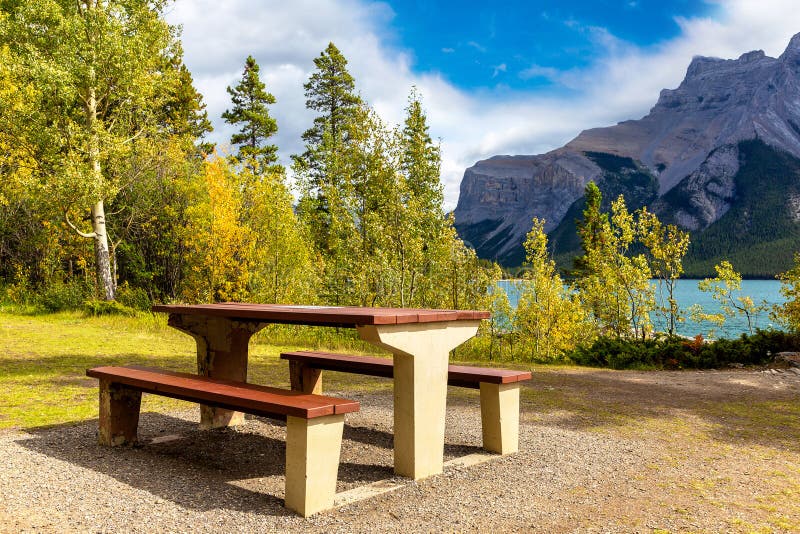 Lake Minnewanka in Banff stock photo. Image of america - 228202996