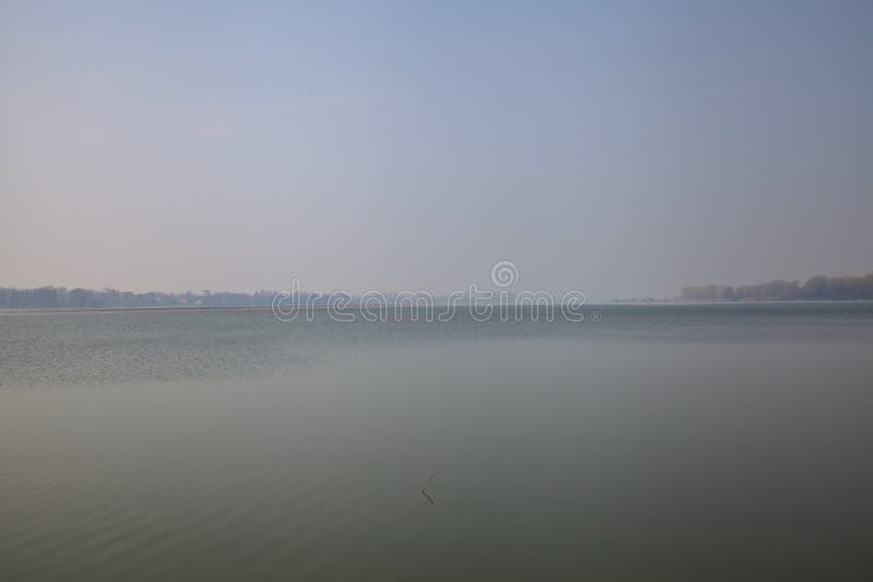 Lake with Mist on a Cloudy Day Stock Image - Image of land, beatiful ...