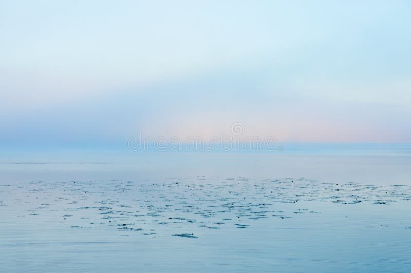 Lake on misty morning stock image. Image of blue, space - 33518015