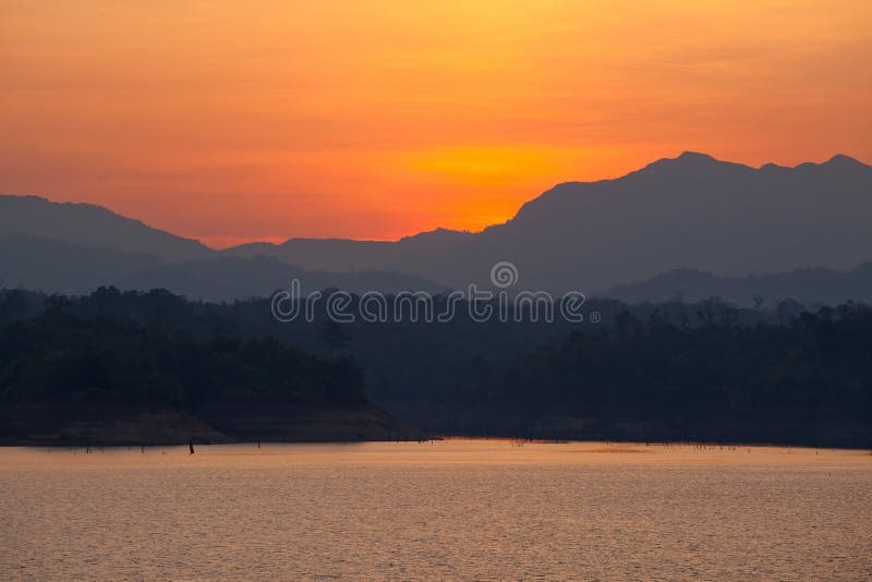 Sun Set on the Banks of Amochu River at Phuntsholing Stock Photo ...