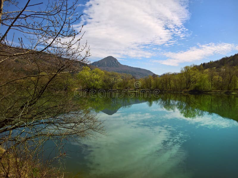 Lake and Mountain in the Spring with a Sky Stock Image - Image of view ...