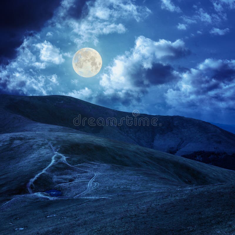 Lake at the Mountain Top in Moon Light Stock Image - Image of europe ...
