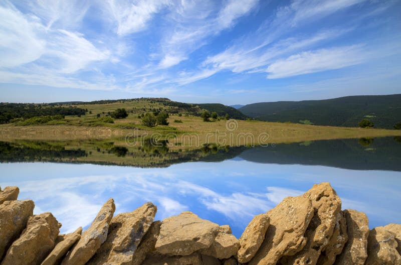 A Lake in the Mountain Under the Blue Sky Stock Image - Image of clean ...
