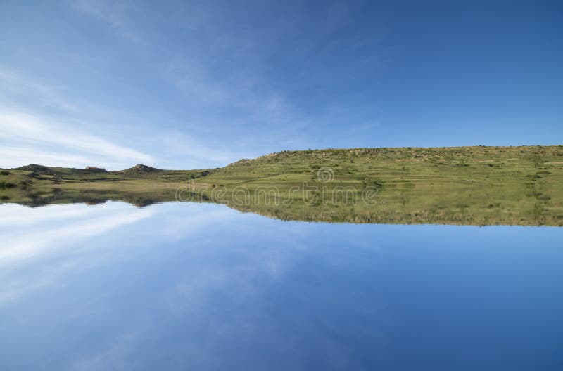 A Lake in the Mountain Under the Blue Sky Stock Image - Image of lonely ...