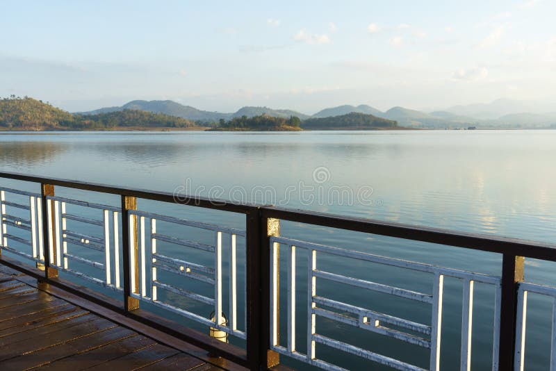 Lake and Mountain View from Floating Terrace Stock Image - Image of ...