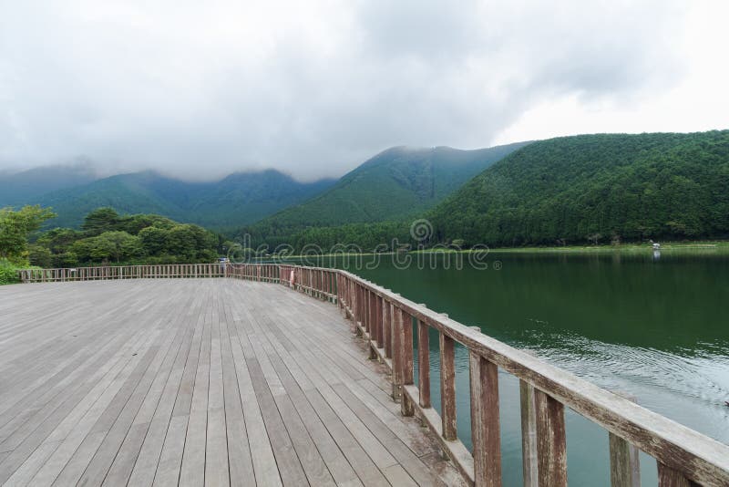 Lake and Mountain View in Yamanashi , Japan . Stock Photo - Image of ...