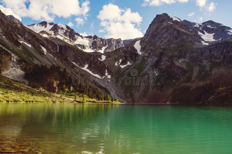 Beautiful Mountain Landscape with One Small Mountain and a Lake Stock ...