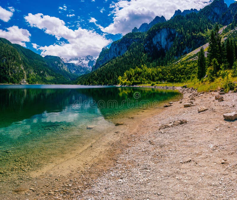 Lake between mountains stock photo. Image of cloud, forest - 72098324