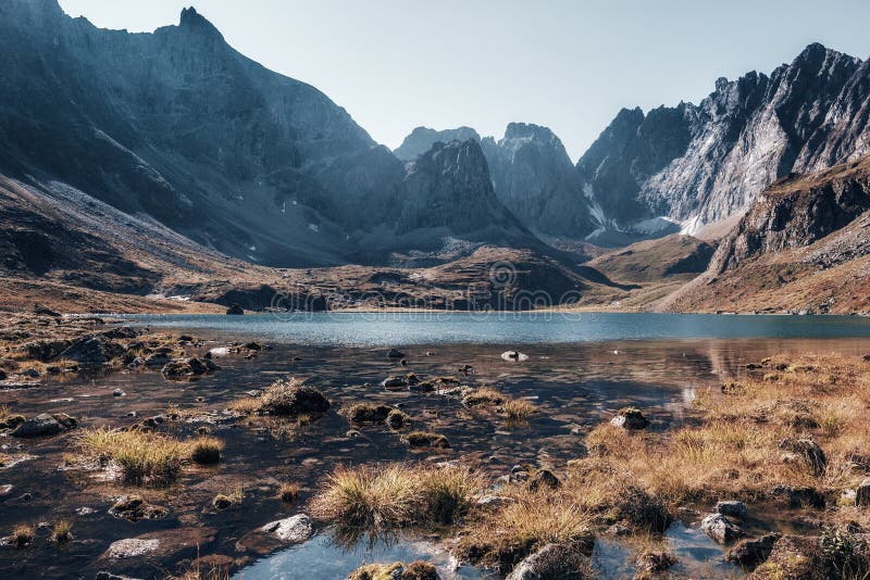 Lake in the Mountains Kodar Ridge Stock Image - Image of outdoor ...