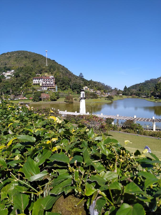 Lake, Mountains and the Lighthouse Stock Image - Image of jungle ...