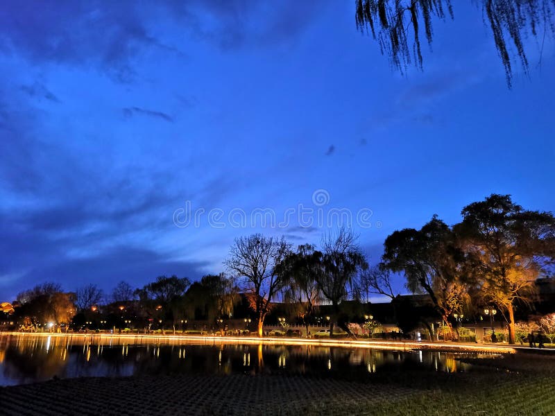 Night stock photo. Image of lake, night, blue, shadow - 153440292
