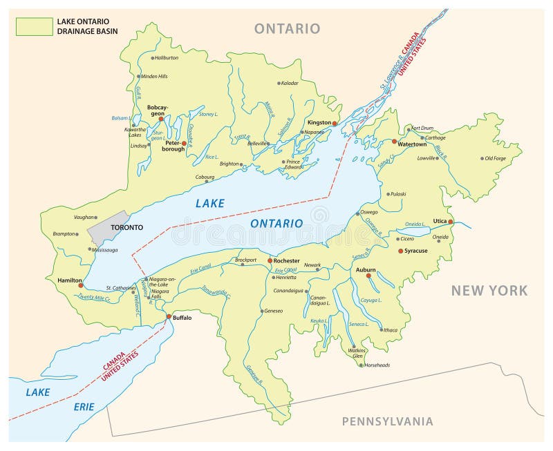 Lake Ontario Vector Map Isolated on White Background. High-Detailed ...