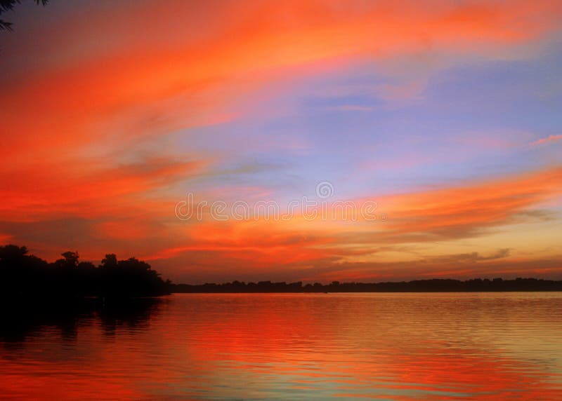 Lake Orange stock image. Image of serene, lake, sunset - 260847