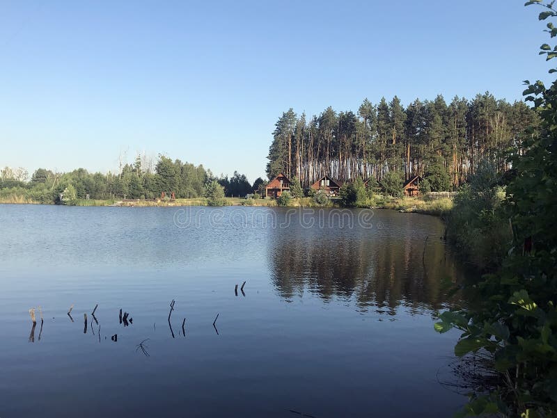 Lake outside the city stock photo. Image of landmark - 97886648