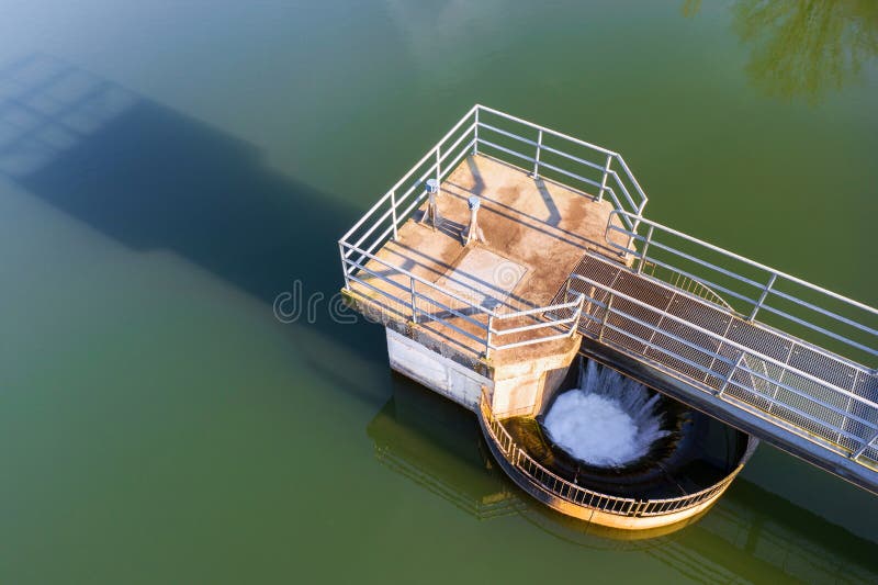 Lake Overflow in the Sun from Above Stock Image - Image of overflow ...
