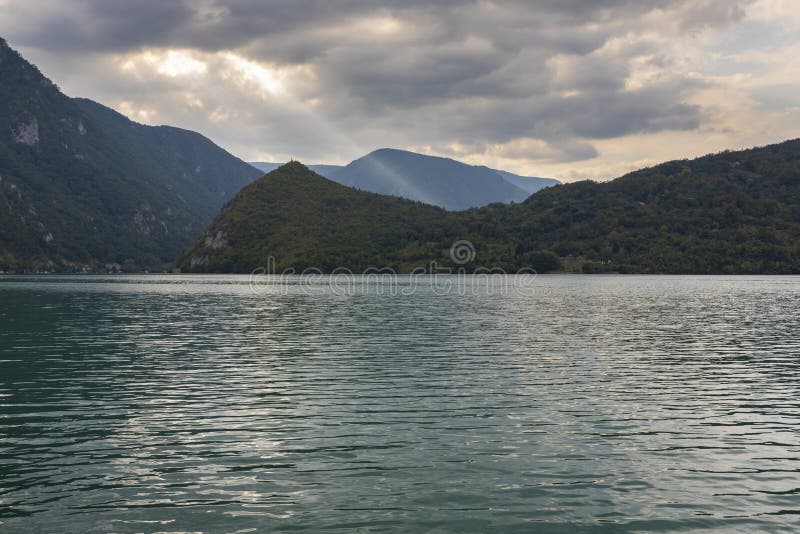 Lake Perucac and Tara Mountain with Amazing Sky at Sunset Stock Photo ...