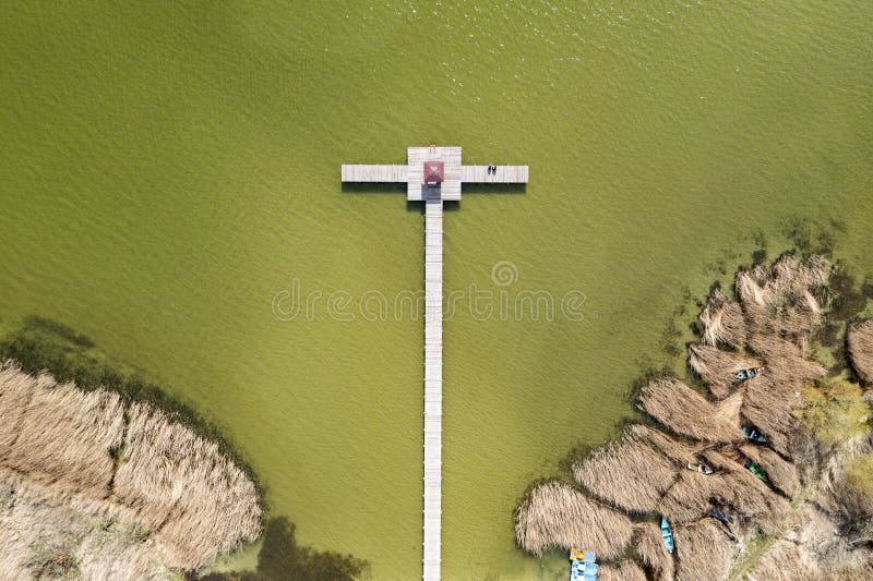 Lake Pier, Aerial View, Photography from a Drone Stock Photo - Image of ...