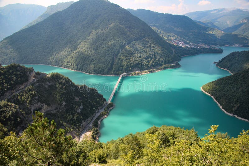 Canyon of Piva Lake, Montenegro Stock Image - Image of coast, hills ...