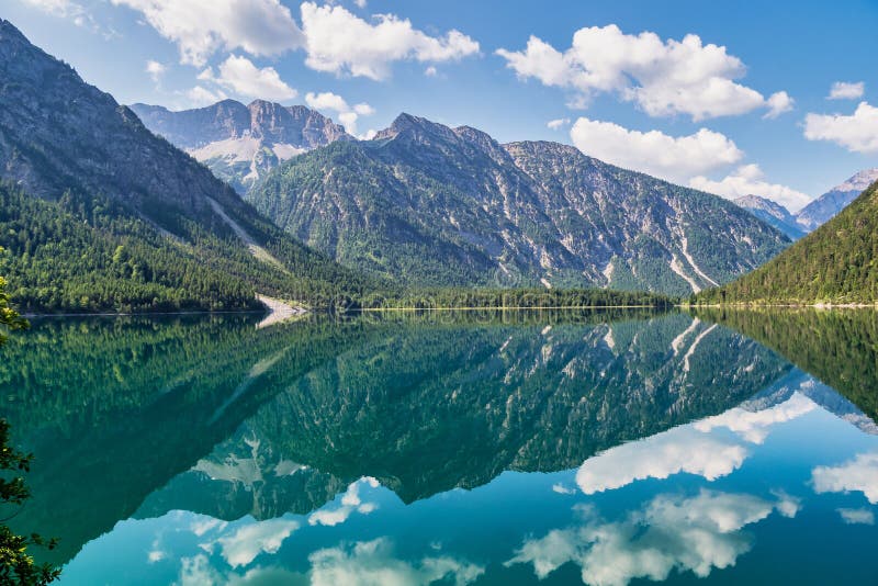 Lake Plansee in the Alps of Austria on a Day in Autumn Stock Photo ...