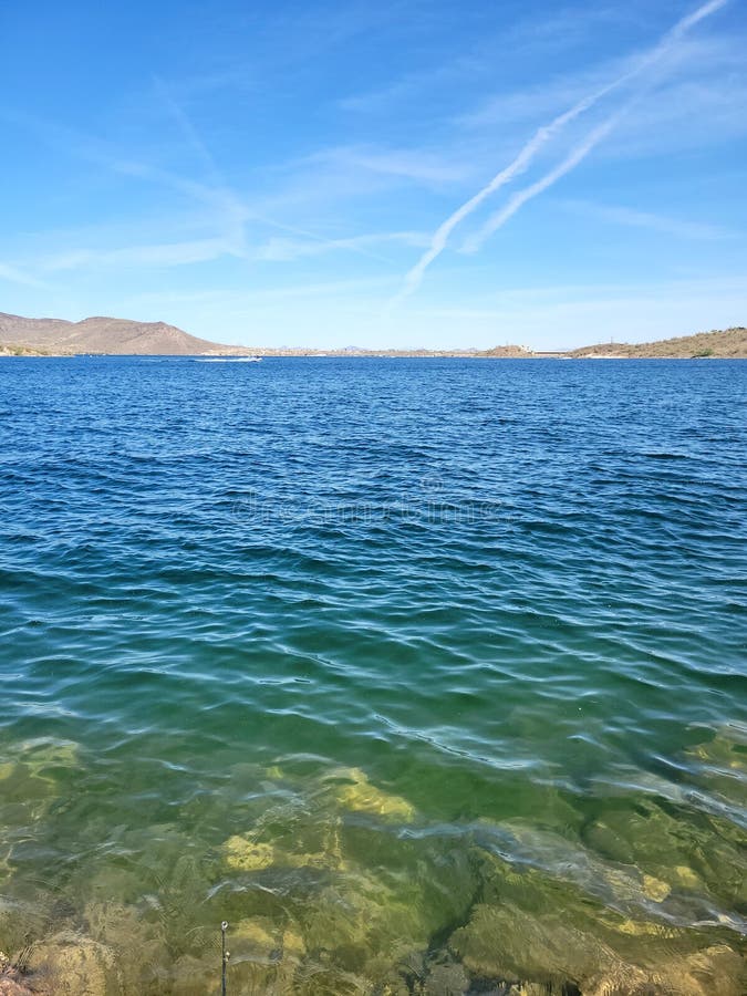 Lake Pleasant Beautiful Horizon Stock Photo - Image of cove, ocean ...