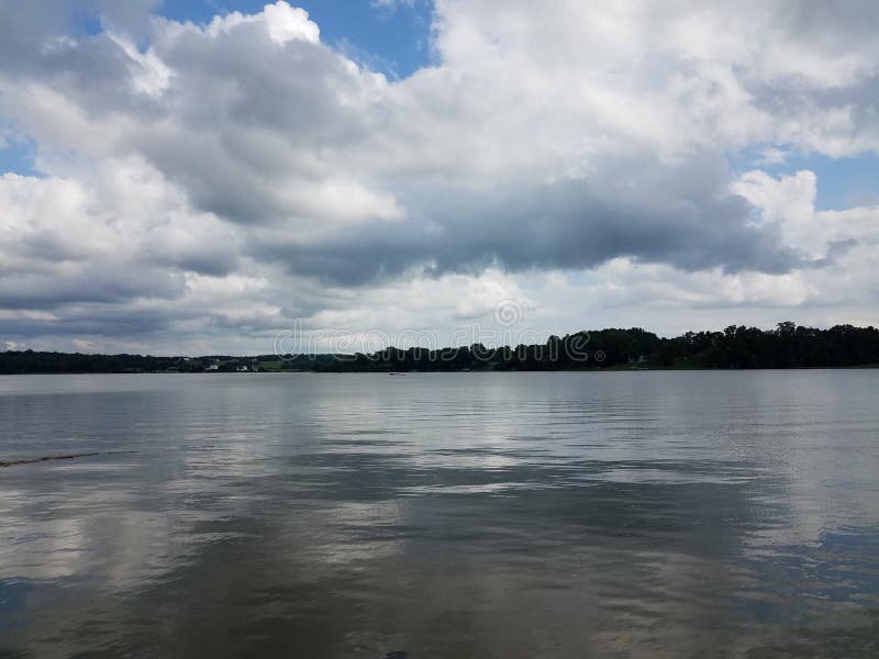 Lake or Pond or River Water with Clouds Stock Photo - Image of serene ...