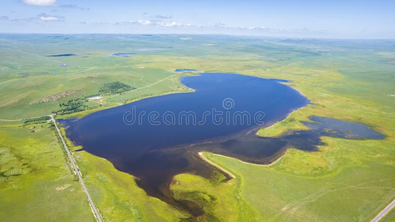 Lake on the prairie stock photo. Image of coast, hill - 288384556