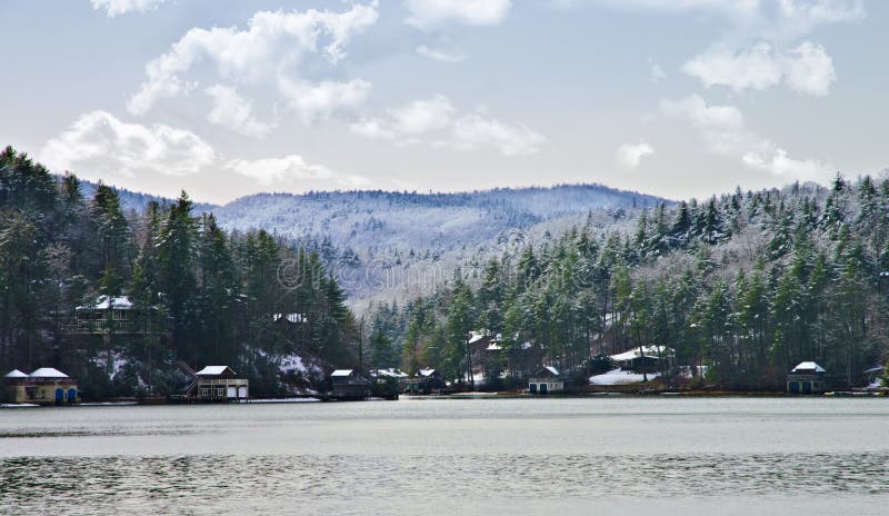 Lake Rabun in Winter stock photo. Image of snow, blue - 17577684