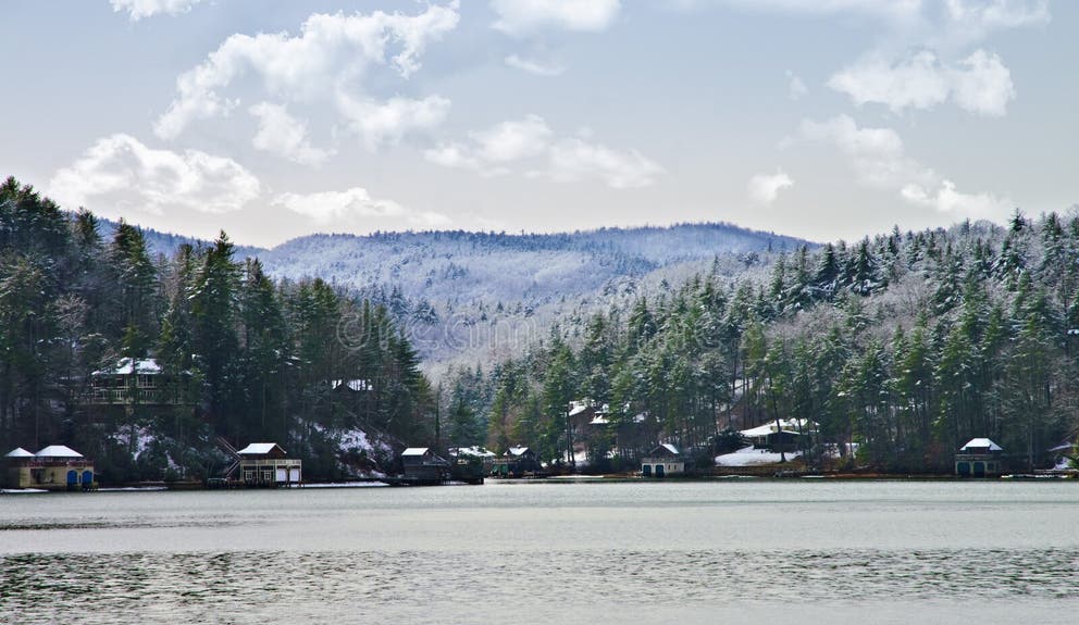 Lake Rabun in Winter stock photo. Image of snow, blue - 17577684