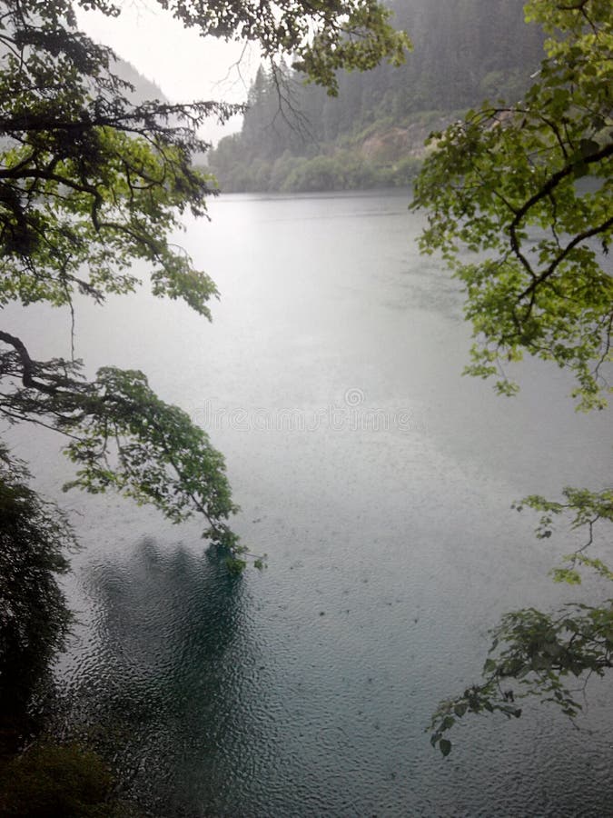 A lake in the rain stock photo. Image of surface, wave - 174014514