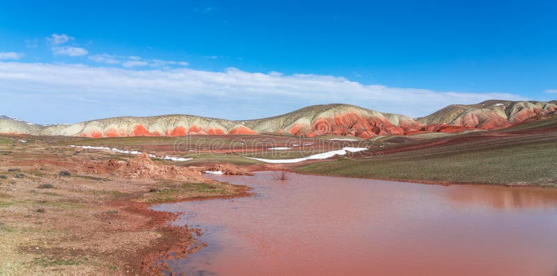 Lake in Red Mountains, Nature Landscape Stock Photo - Image of blue ...