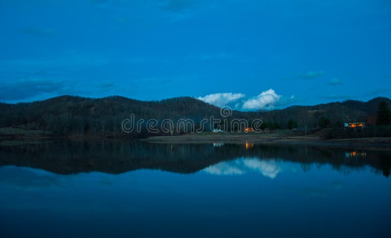 Lake Reflection at Night stock image. Image of landscape - 84624541