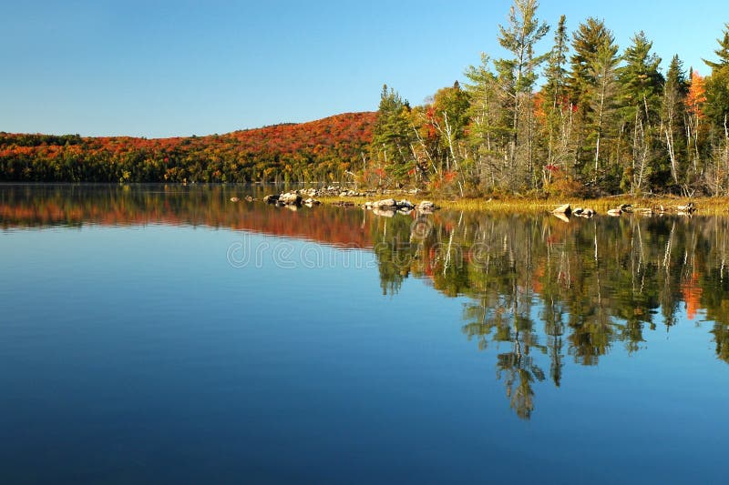 Lake Reflection Scene in the Fall Stock Photo - Image of reflection ...
