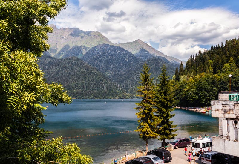 Lake Ritsa in Abkhazia editorial photo. Image of mountain - 73402006