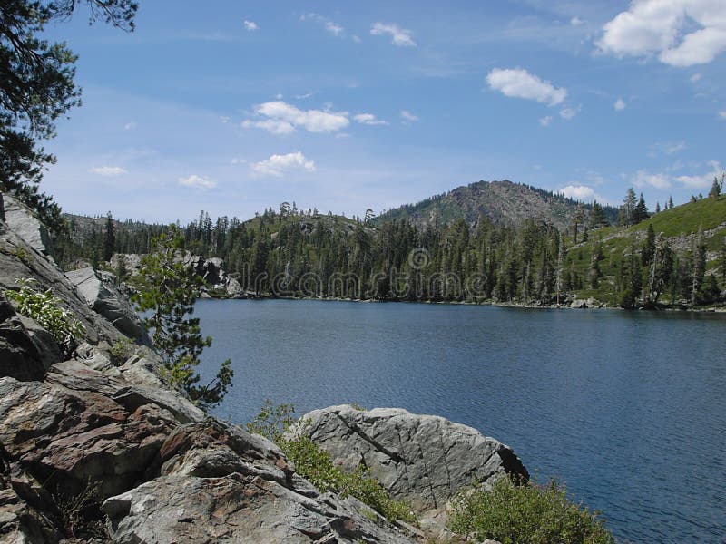 Lake with rocks stock photo. Image of blue, california, mountains - 69630