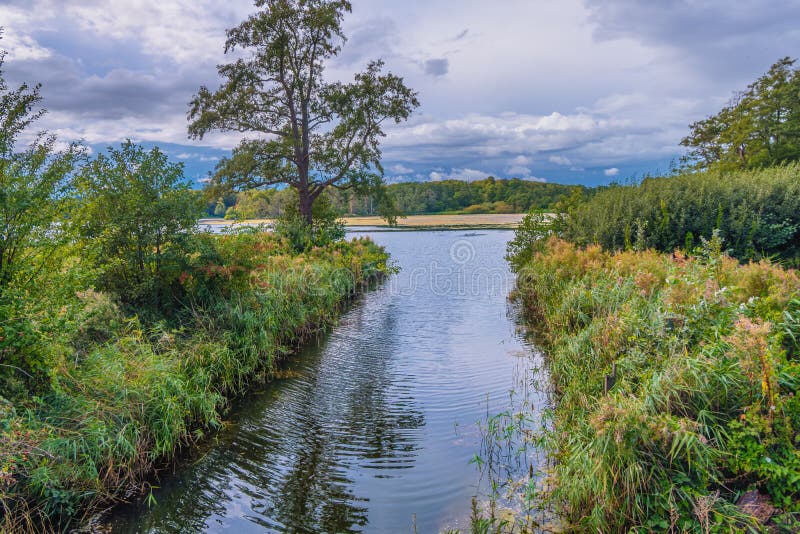 Lake at the Royal Danish Castle in Graasten, Denmark Stock Image ...