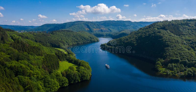 Lake Rursee, Eifel Germany stock image. Image of blue - 238266753