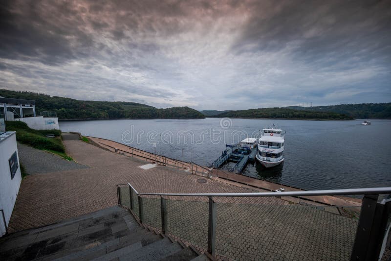 Lake Rursee in the Eifel Nature Park in Western Germany Editorial ...