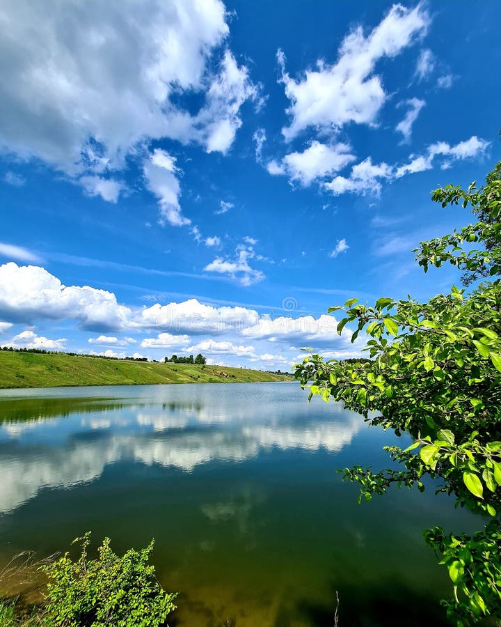 Lake in Russia stock photo. Image of horizon, river - 221377994