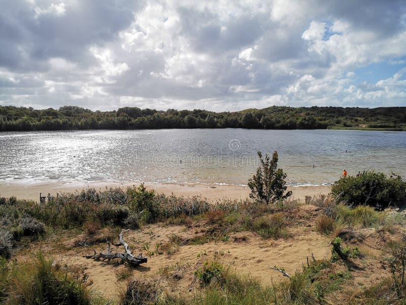 Lake sand nature clowds stock image. Image of reflection - 227848891