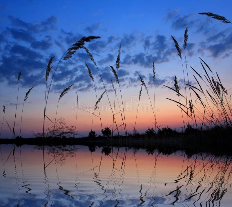 Lake scene on evening stock image. Image of relax, ukraine - 7639063
