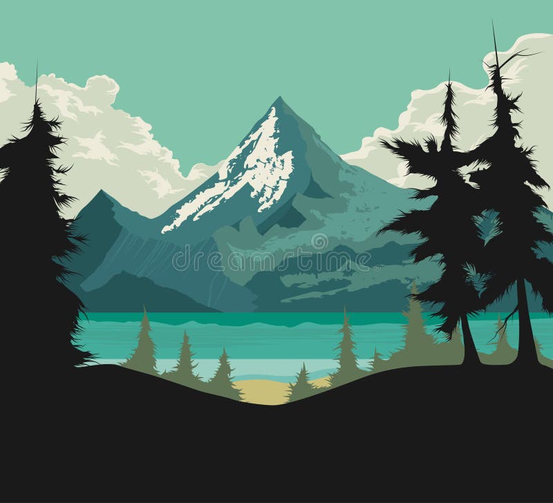 Lake Scene Nature Landscape Stock Vector - Illustration of water, scene ...