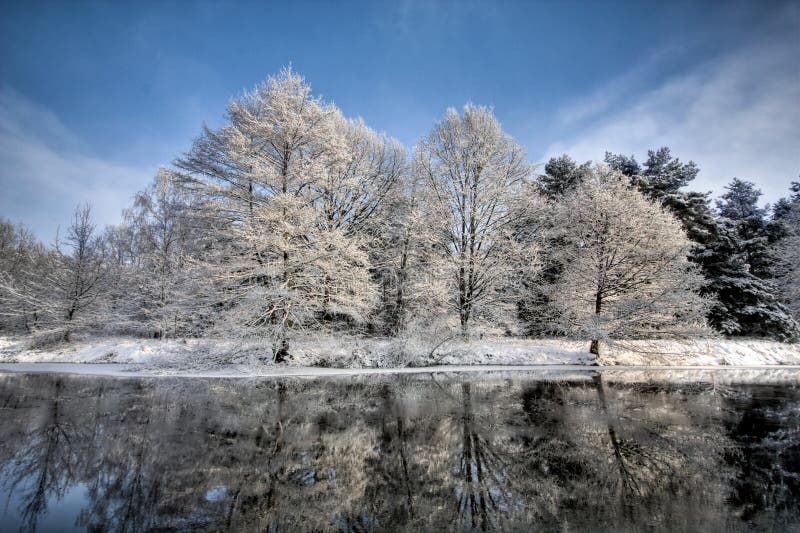 Lake scene in winter stock photo. Image of snow, seasonal - 10417162