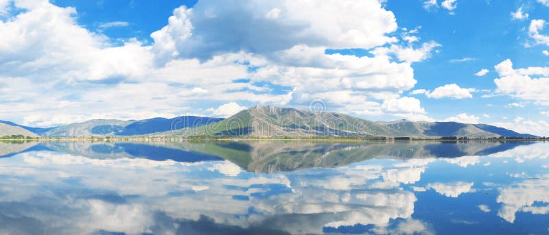 Lake scenery reflection stock image. Image of edge, lakeside - 157111267