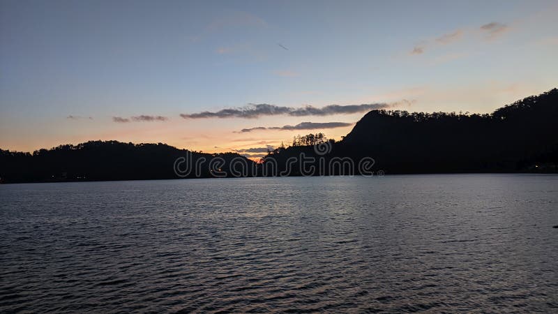 Lake scenery sunset stock photo. Image of sunset, nature - 264467616