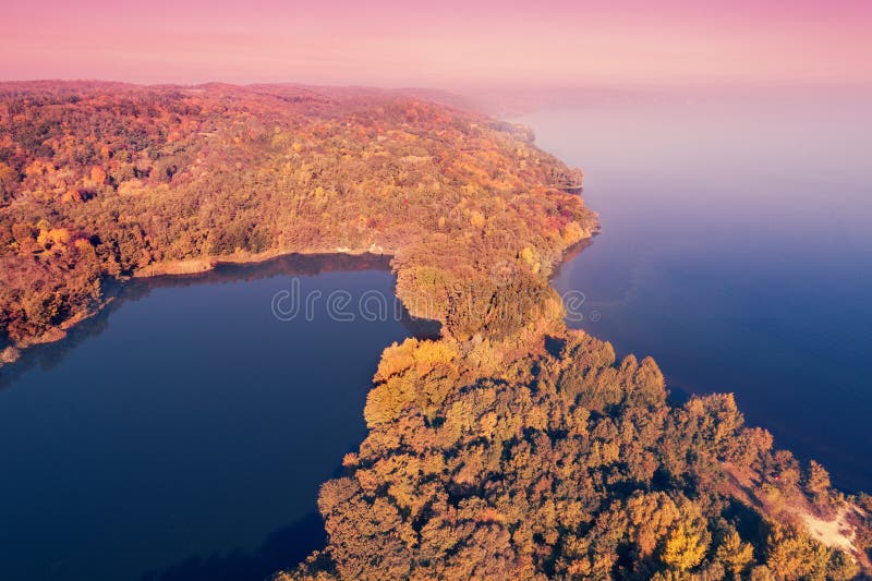 Lake by the sea in autumn stock photo. Image of coast - 263040716