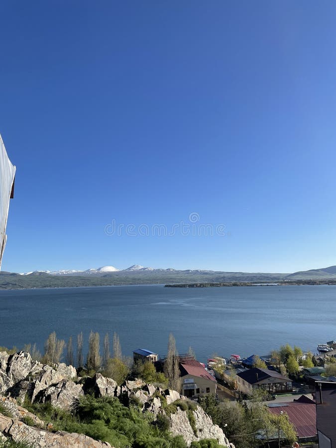 Lake Sevan in the Mountains Stock Image - Image of cloud, vacation ...